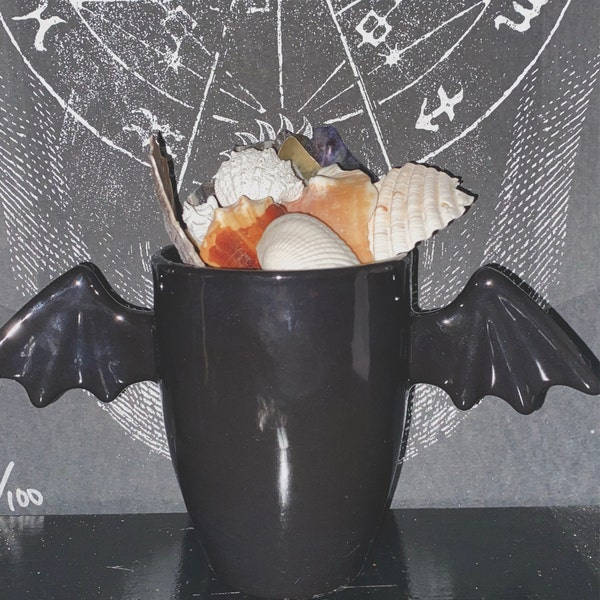 Vampire Bat Cup or Mug With Bat Wing Handles, Ceramic Bat Coffee or Tea ...