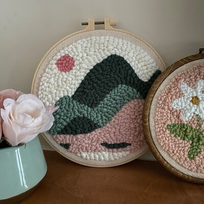 Punch Needle Kit Starter Punch Needle Tool Threader Fabric Embroidery ...