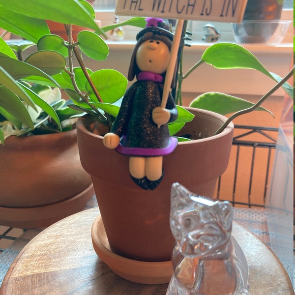 Witch Potsitter- Flower Pot Sitter- House Warming Gift - Flower Pot ...