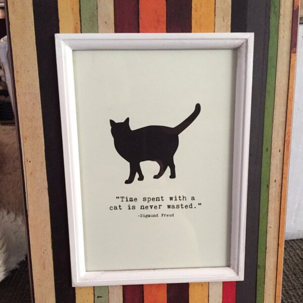 CAT QUOTE Poster Cat Poster Cat Wall Art Yellow Giclee Print Black Cat ...