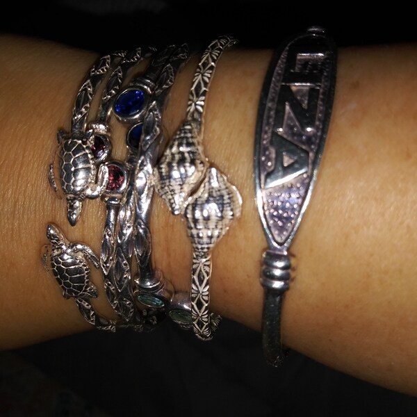 West Indian Bangle Conch Lambi Shell With Calypso Pattern Handmade .925 ...