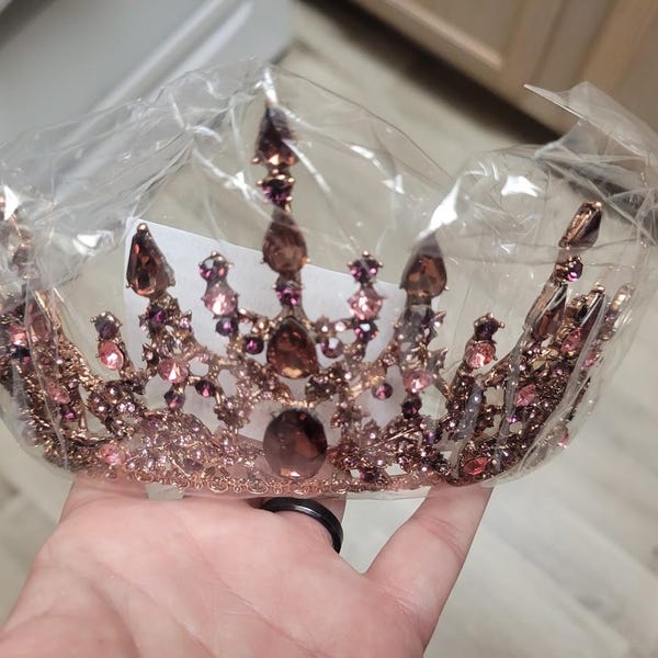 Rose Gold Bridal Tiara Crystal Birthday Wedding Gift Diadem Tiered ...