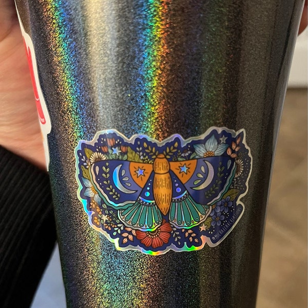Holographic Moth Sticker | Witchy Sticker | Moth Sticker|stickers for ...