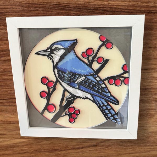Blue Jay Shadow Box 3D Layered SVG for Cardstock, Papercut, Bird ...