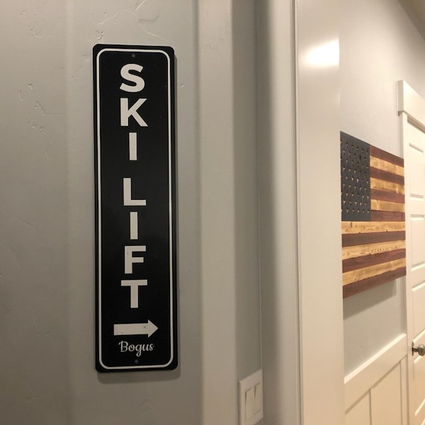 Ski Lift Vertical Sign, Custom Arrow Skiing Location Name Sign ...
