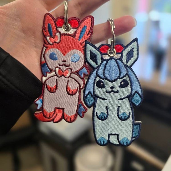 Cute Cat Embroidered Tag Keychain Kawaii Neko Jet Tags tamago, Sakura ...