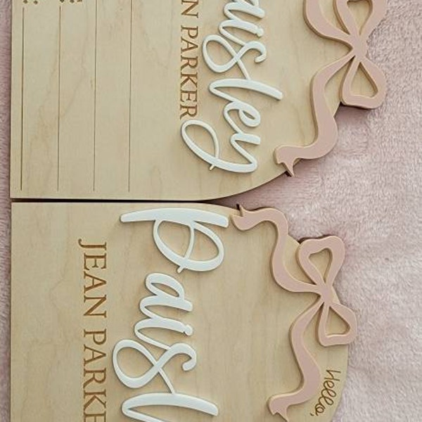 Bow Birth Announcement Sign for Baby Name Announcement for Hospital ...