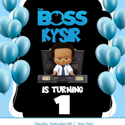 Editable Boss Baby Birthday Invitation-canva-african American Boss Baby ...