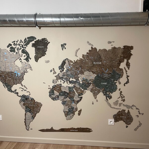 Summer Time 3D Wood World Map, Wood Map for Wall, Wooden Wall Map ...