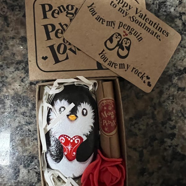 Wedding Proposal Penguin Pebble, Surprise Engagement Gift Idea to ...