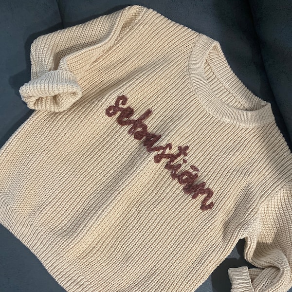 Hand Stitched Name Bubble Onesie, Long Sleeve Name Onesie, Personalized ...