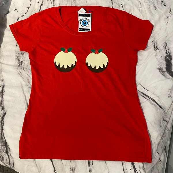 Ladies Funny Rude Christmas Puddings T Shirt • Offensive Printed Tshirt ...