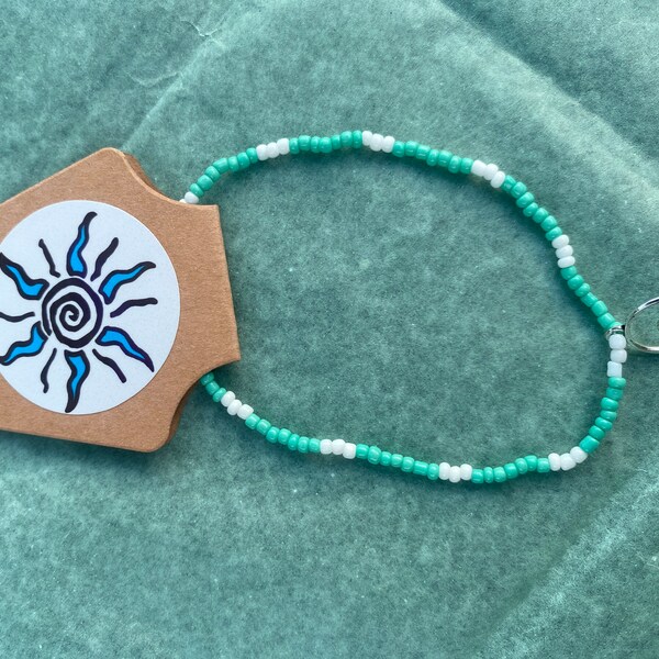 Wave Collection: Handmade Beaded Surf Necklace in Blue and White ...