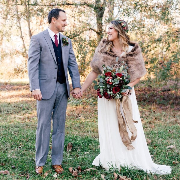 Brown Faux Fur Bridal Wrap, Wedding Fur Shrug, Brown Fur Wrap, Bridal ...
