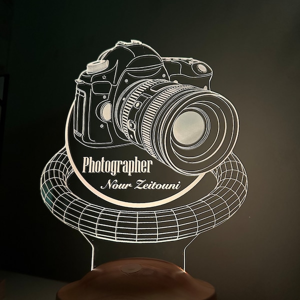 Photo Camera Acrylic Led Lamp as Photographer Gift, 3D Illusion Lamp ...