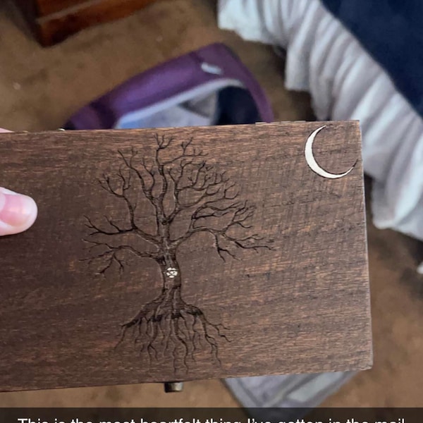 Tree of Life Pentacle Moon Wood Box/tree of Life Pentacle Moon Stash ...