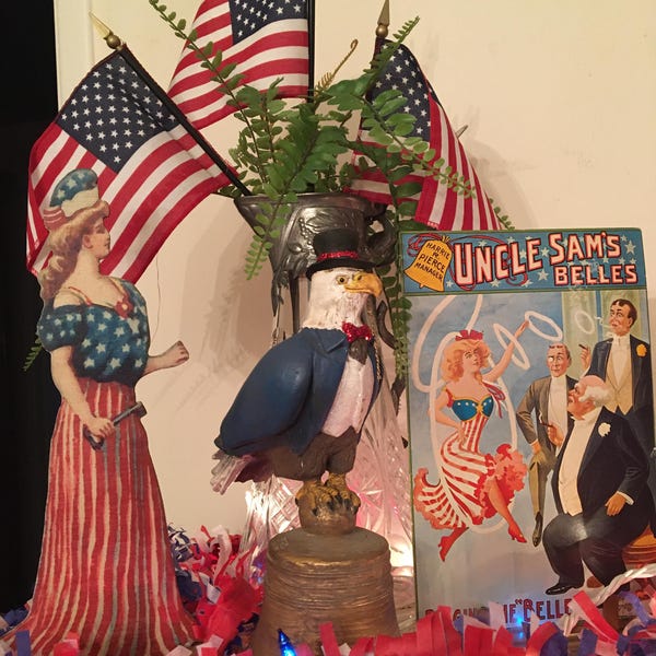 Primitive Uncle Sam Lady Liberty- Vintage 4th of July Decor- Primitive ...