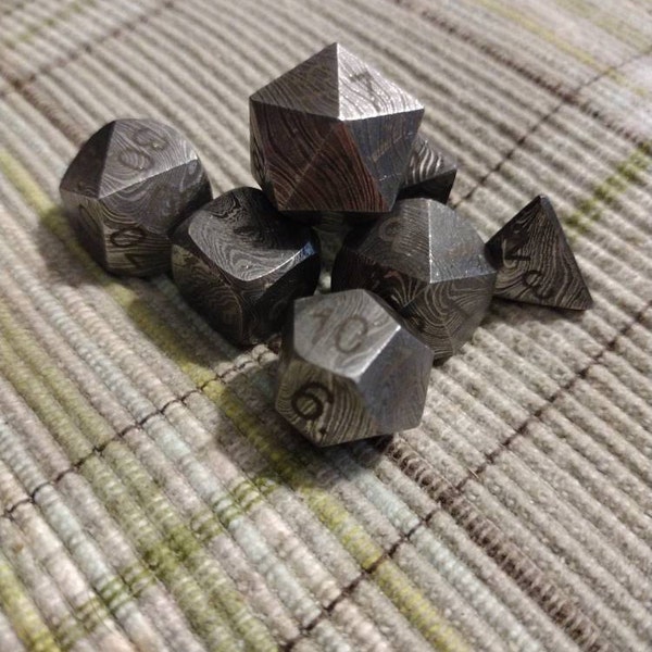 Dice Dnd Dice Set of 7 Damascus Steel Mint/new / Hand Forged Steel ...