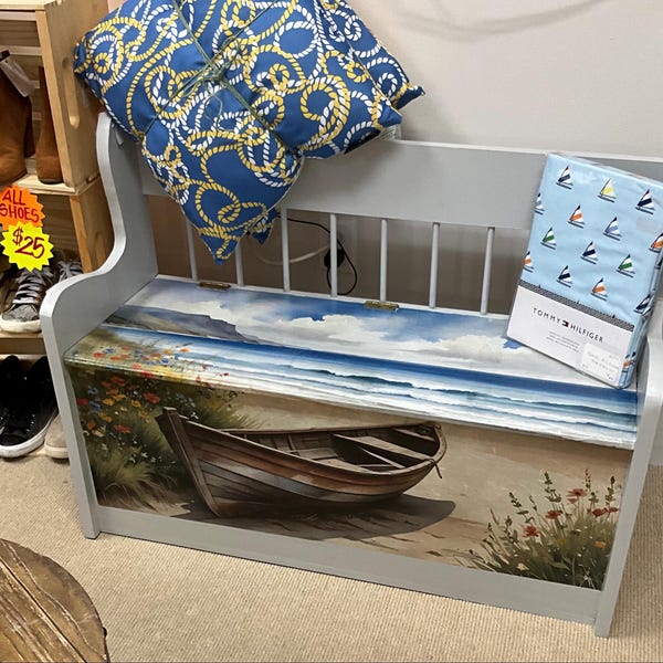 Beach - Large Decoupage Paper - 6 Size Options - Sunset - Wooden Boat ...