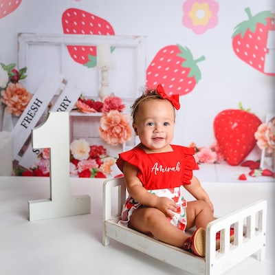 Berry First Birthday Outfit, Personalized Baby Girl Strawberry Clothes ...