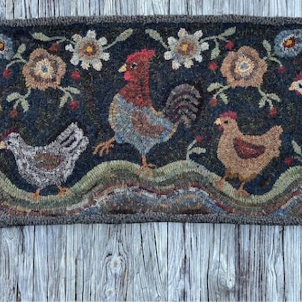 Rug Hooking PATTERN, Love One Another, 18x23, Primitive, Cat, Bird ...