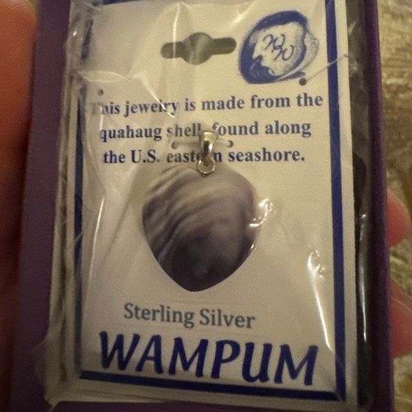 P1018 Teardrop Pendant Wampum Quahog Shell Sterling Silver - Etsy