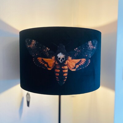 Deathshead Moth Lampshade Gothic Home Decor Handmade Velvet Light Shade ...