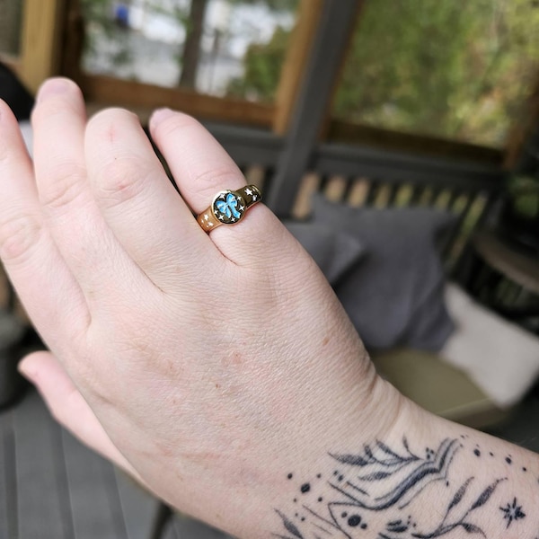 Heart and Crescent 925 Silver Signet Ring - Etsy