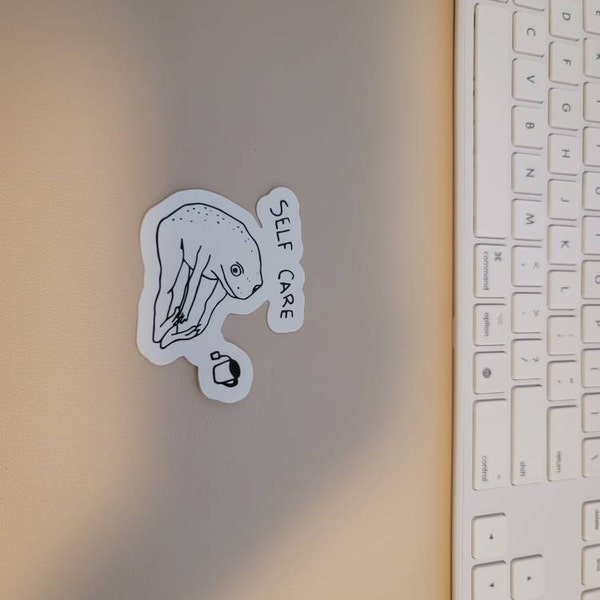 Funny Frog Self Care Sticker, Funny Frog Self Care Retro Sticker, Funny ...
