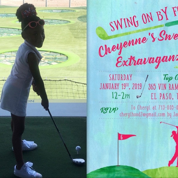 Golf Birthday Invitation, Girl, Golf Partee Invite, Par-tee Invitation ...