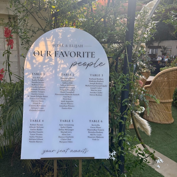 Wedding Seating Chart Acrylic Sign | Acrylic Table Seating Chart ...