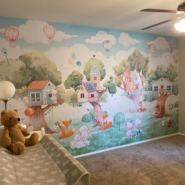 Chinoiserie Removable Wallpaper Mural Peel and Stick Birds Tree Wall ...