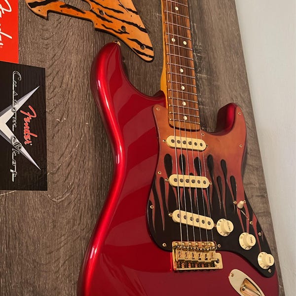 Custom Tooled Leather Distressed Brown Pickguard Backplate Combo Fits ...