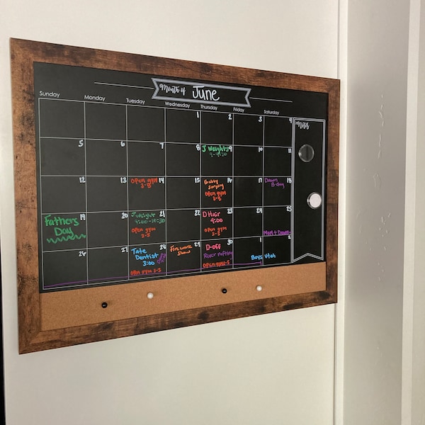 18x24 Chalkboard Calendar and Bulletin Combo Board- Includes Chalk ...