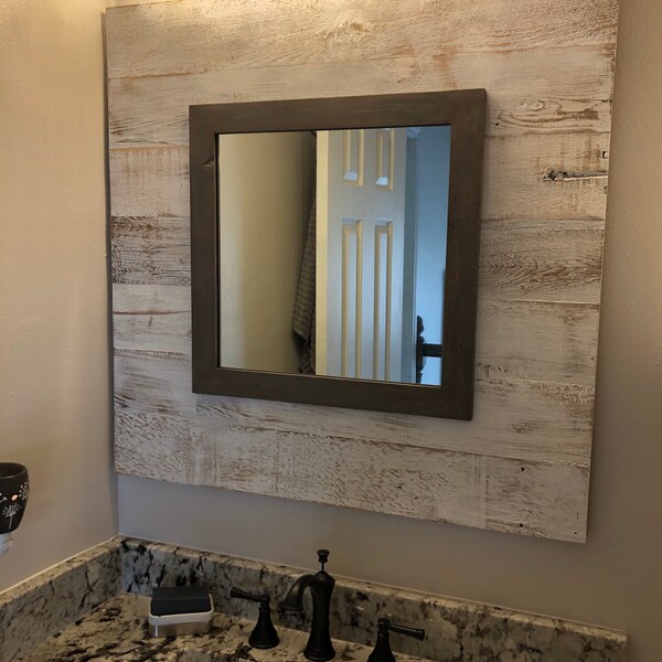 Reclaimed Slat Mirror With Whitewashed Boards - Etsy
