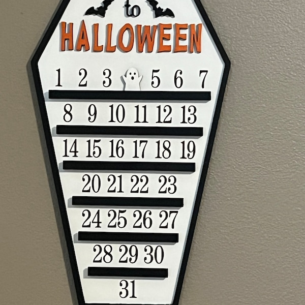 Countdown to Halloween Calendar With Moveable Ghost, Halloween Ghost ...