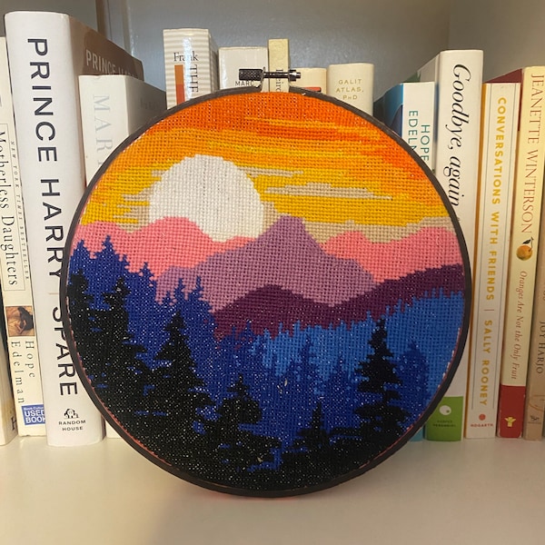 Mountain Sunrise Cross Stitch Pattern, Sunset Pattern, Mountain Cross ...