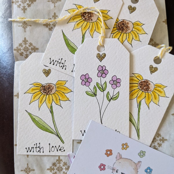 4 Hand Painted Watercolour Gift Tags,handmade Gift Tags,present Tags ...