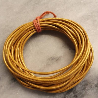 Gold Genuine Round Leather Cord 2mm, Greek High Quality Leather Cord ...