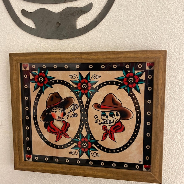 American Traditional Cowboy Tattoo Flash Art Print - Etsy