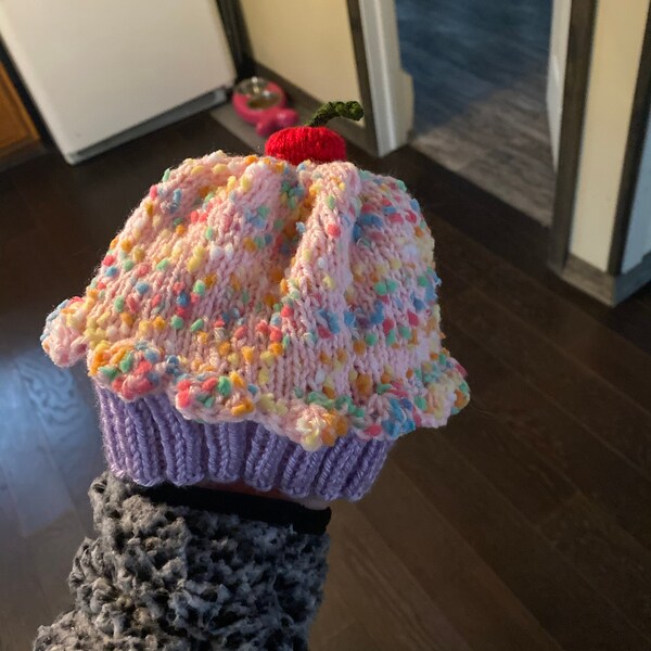 Cupcake Hat With Cherry on Top Lavender Purple Grape Frosting Cotton ...