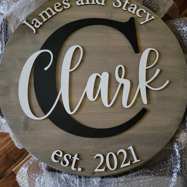 Last Name Monogram Sign, Family Name Sign, Wedding Gift, Anniversary ...