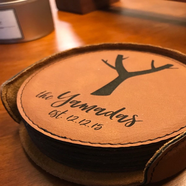 Monogrammed Leather Coasters, Customized Coasters, Engraved Coasters ...