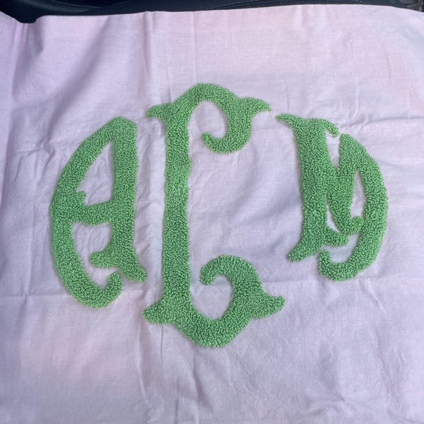 Monogram Pillow Cover With Punch Needle Embroidery, Personalized ...