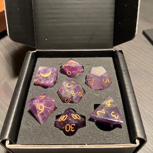 Custom Stone Dnd Dice Set Tiger Eye Dnd Dice Set Sorcerer Dungeons and ...