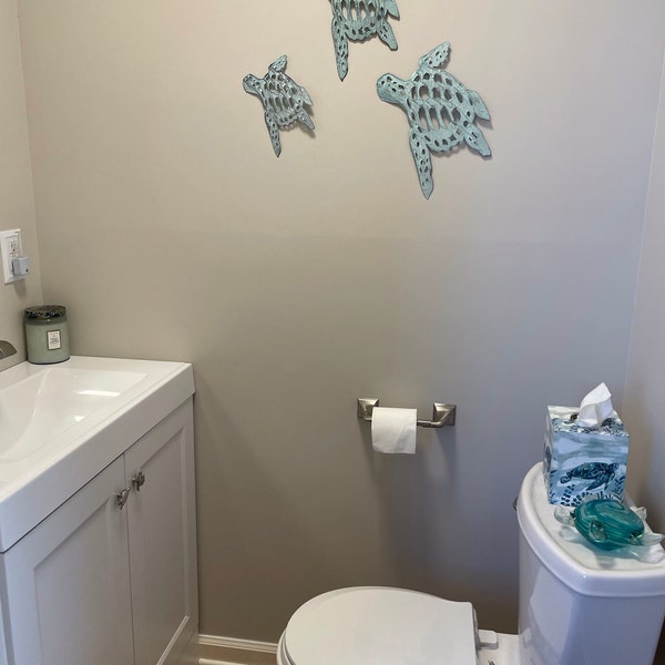 Tissue Box Cover, Decoupaged Sea Turtle Tissue Box, Beach Wood Tissue ...