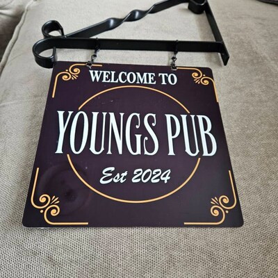 Personalised Pub Shed Hanging Swing Sign With Bracket Garden Pub Home ...