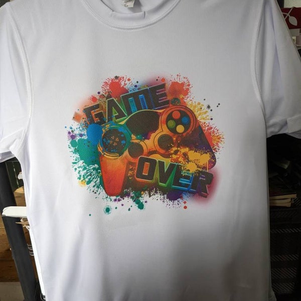 Game Over Colorful Controller Sublimation T-shirt Design PNG and JPEG ...