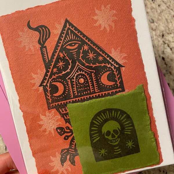 Baba Yaga's House Block Print | Witch Art | Folk Art | Mini Print ...
