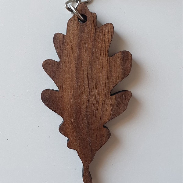 Oak Leaf Wooden Keychain, Walnut Wood, Oak Tree Keychain, Environmental ...